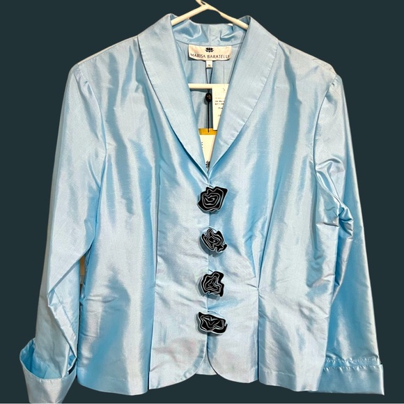 Marisa Baratelli | Tops | Marisa Baratelli Thai Silk Powder Blue Blouse ...